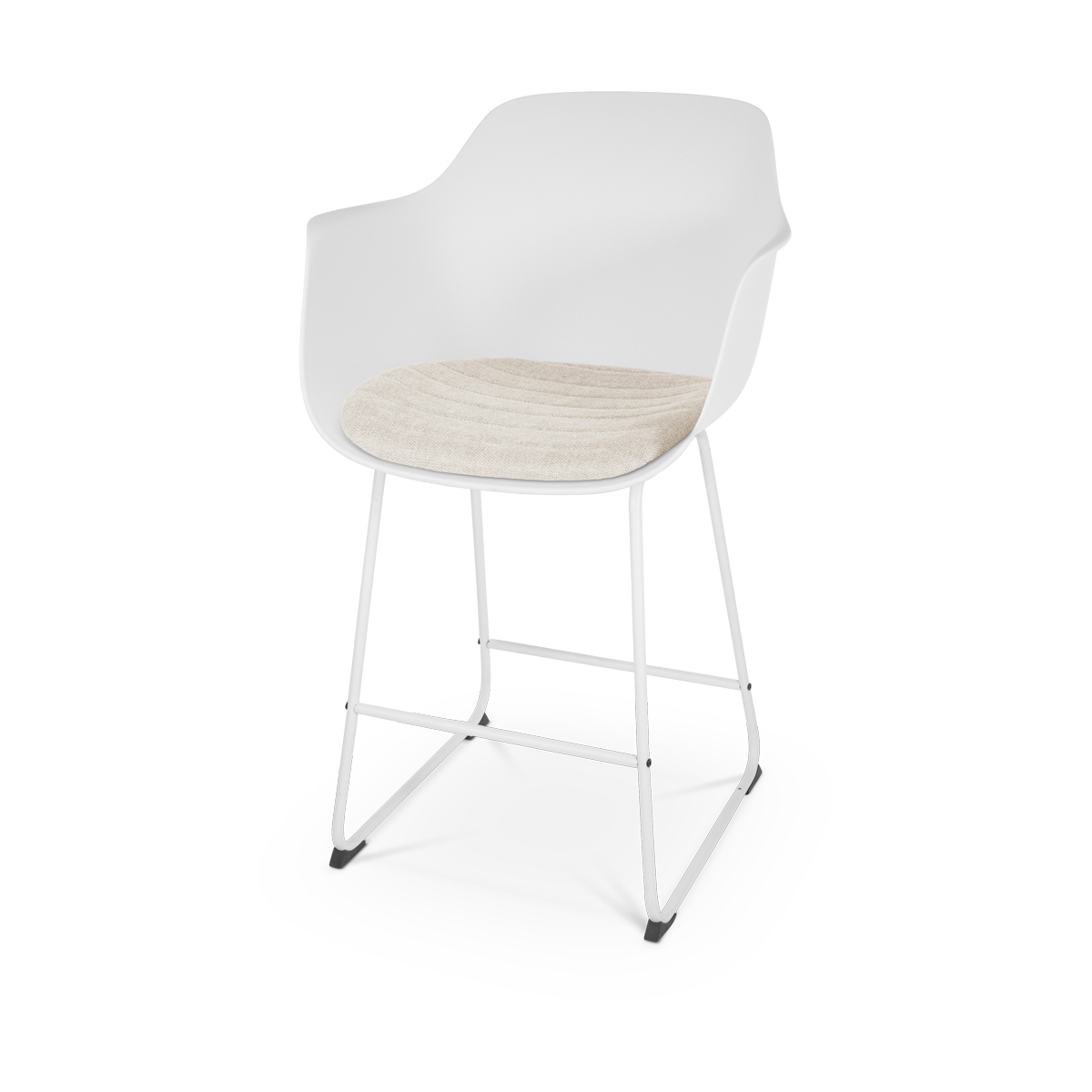 Barkruk Nino-Liz wit met armleuningen en zitkussen (zithoogte 65 cm ...