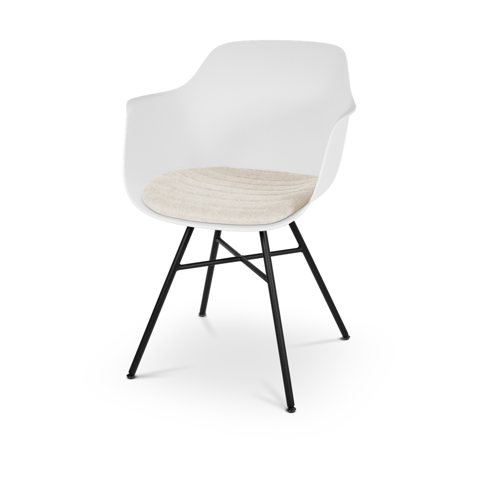 Eetkamerstoel Noa-Liz wit met armleuningen (incl. zitkussen) - zwart ...