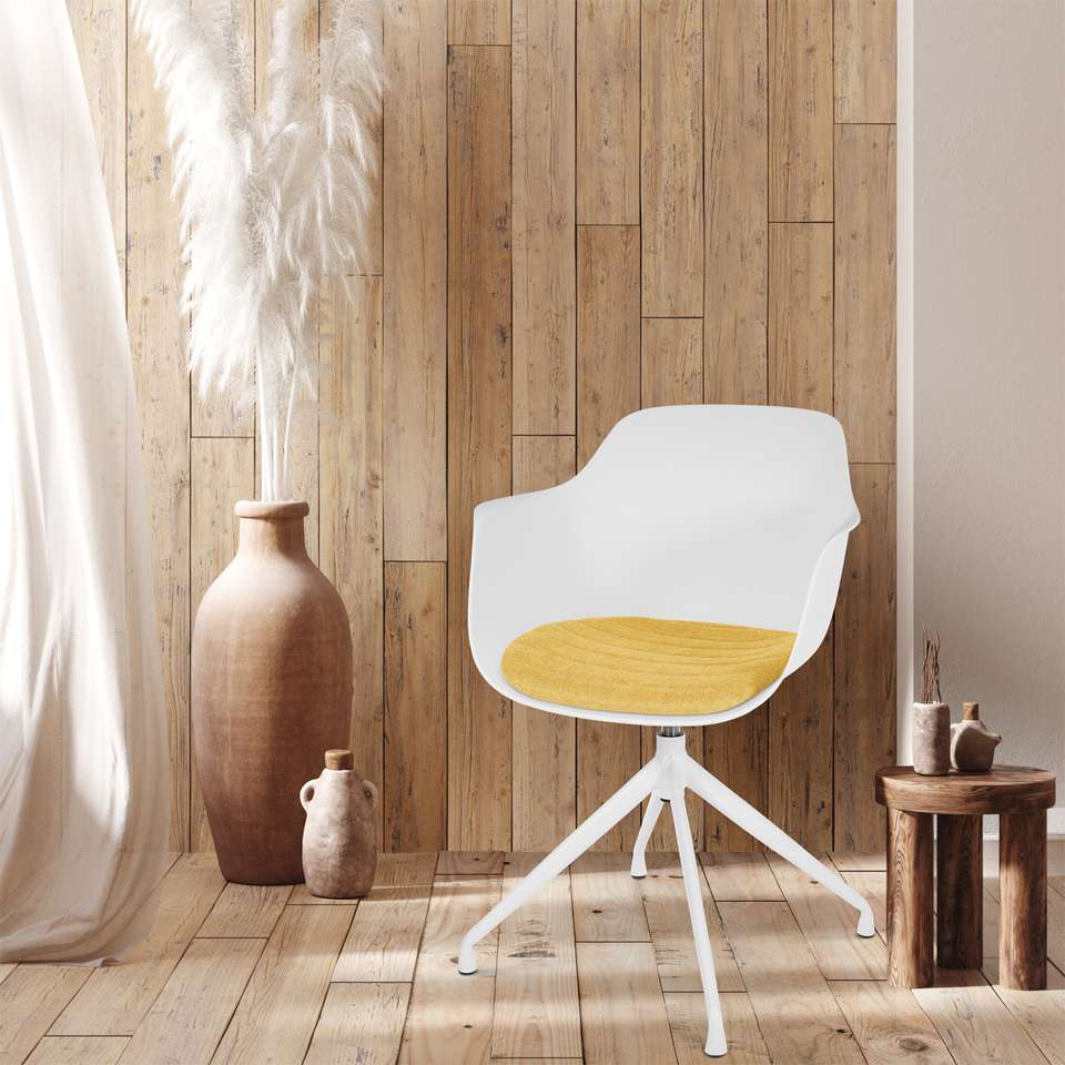 Draaibare eetkamerstoel Nola-Liz wit - met armleuningen (incl ...