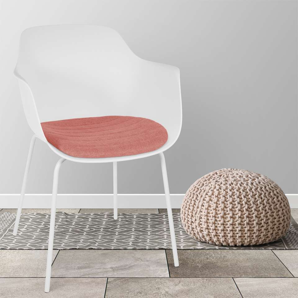 Eetkamerstoel Nora-Liz wit - met armleuningen (incl. zitkussen ...