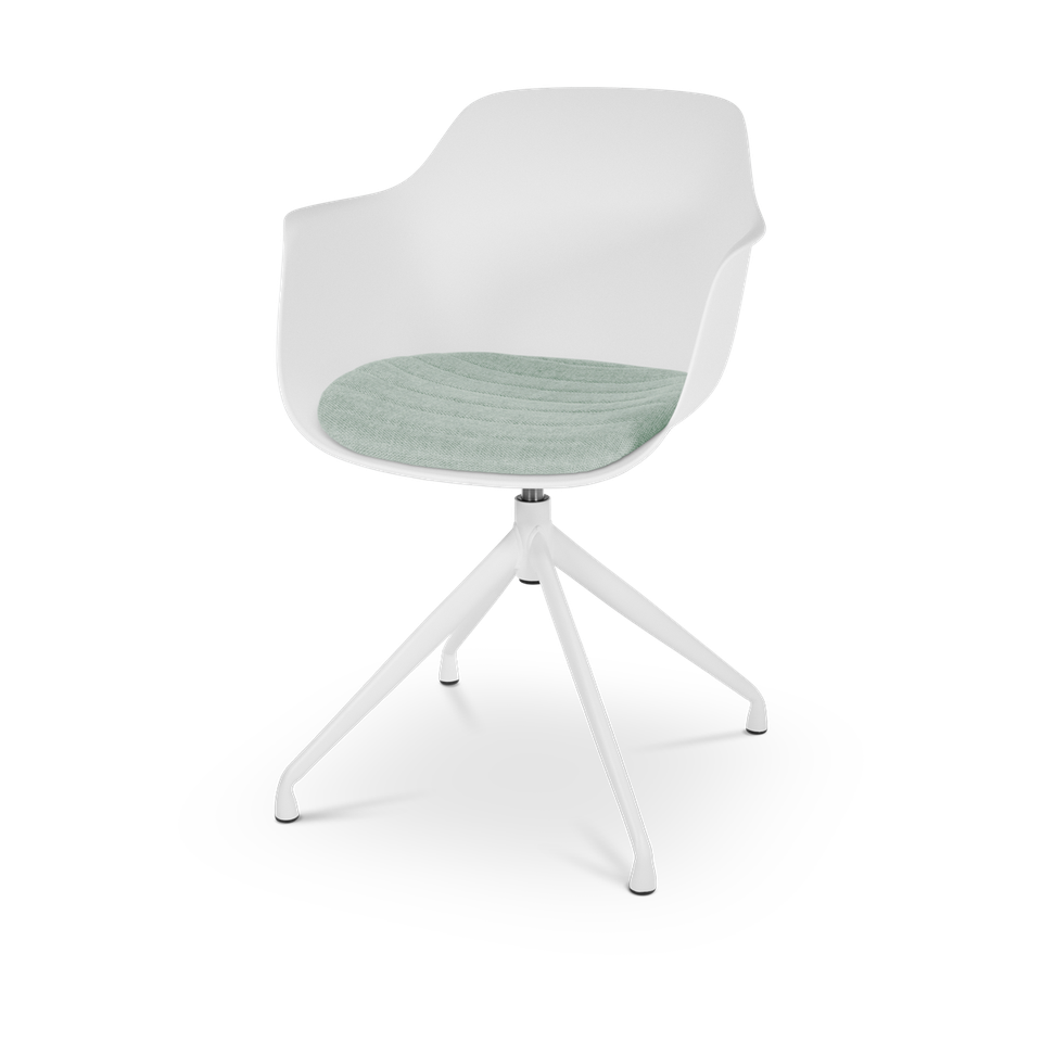 Draaibare eetkamerstoel Nola-Liz wit - met armleuningen (incl ...