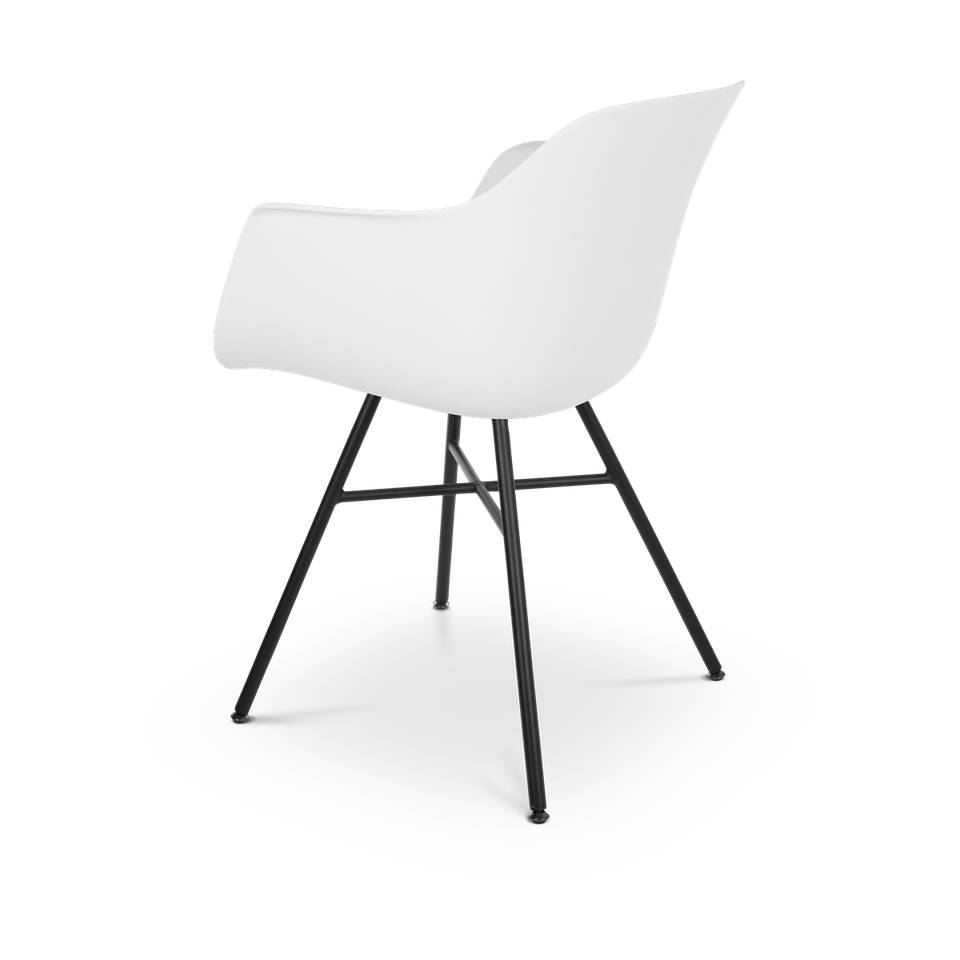 Eetkamerstoel Noa-Liz wit met armleuningen (incl. zitkussen) - zwart ...