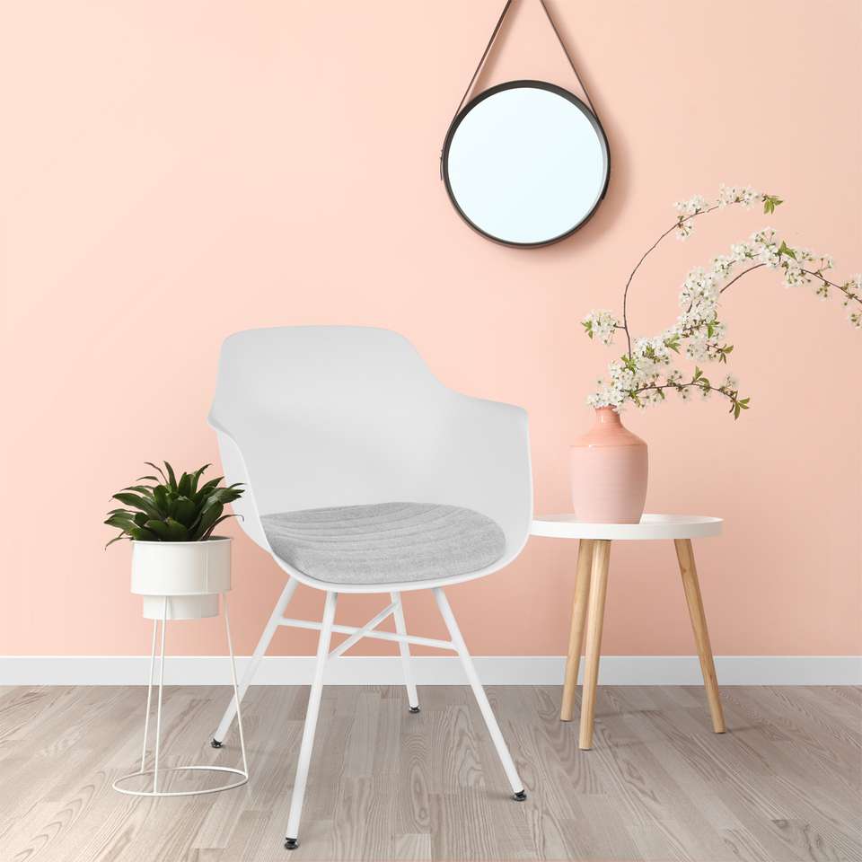 Eetkamerstoel Noa-Liz wit - met armleuningen (incl. zitkussen ...