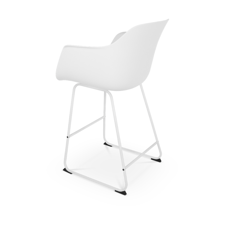 Barkruk Nino-Liz wit met armleuningen en zitkussen (zithoogte 65 cm ...