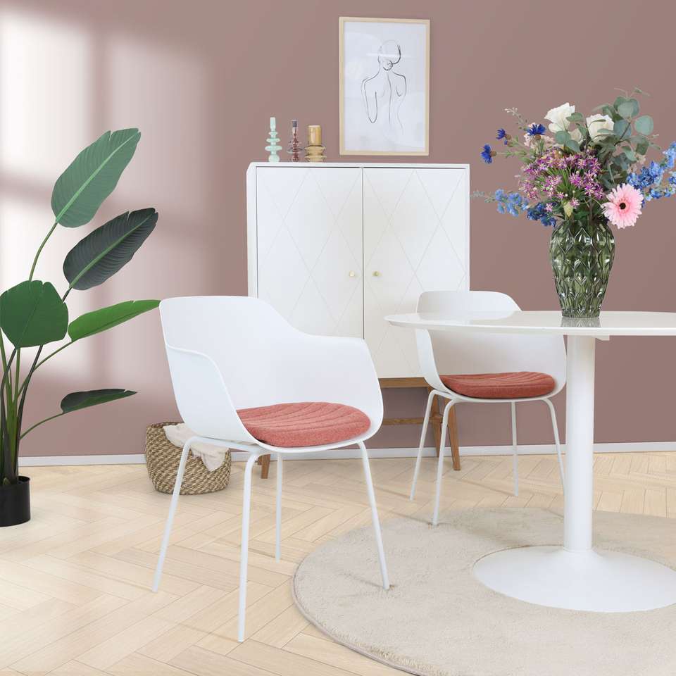 Nolon Eetkamerstoel Nora-Liz wit - met armleuningen (incl. zitkussen ...