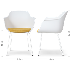 Nolon Eetkamerstoel Nora-Liz wit - met armleuningen (incl. zitkussen ...