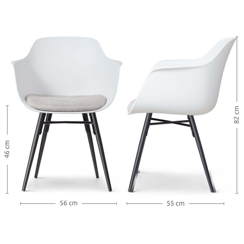 Nolon Eetkamerstoel Nova-Liz wit - zwart onderstel - met armleuningen ...