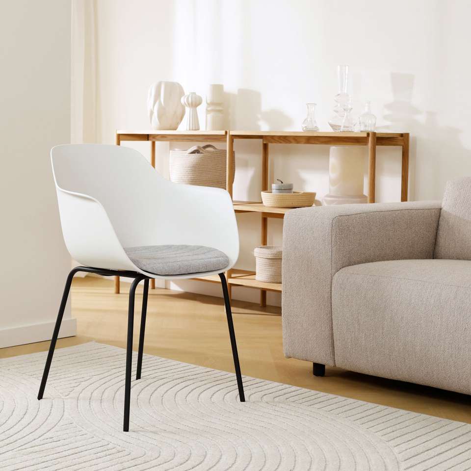 Nolon Eetkamerstoel Nora-Liz wit - zwart onderstel - met armleuningen ...